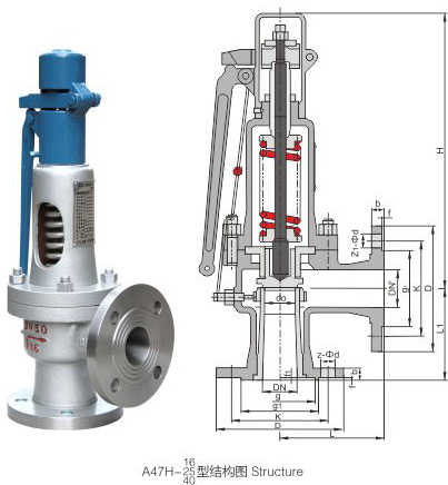 A47H-16C Spring loaded low lift safety valve with alever（A47H）suitable for equipment and piping ...